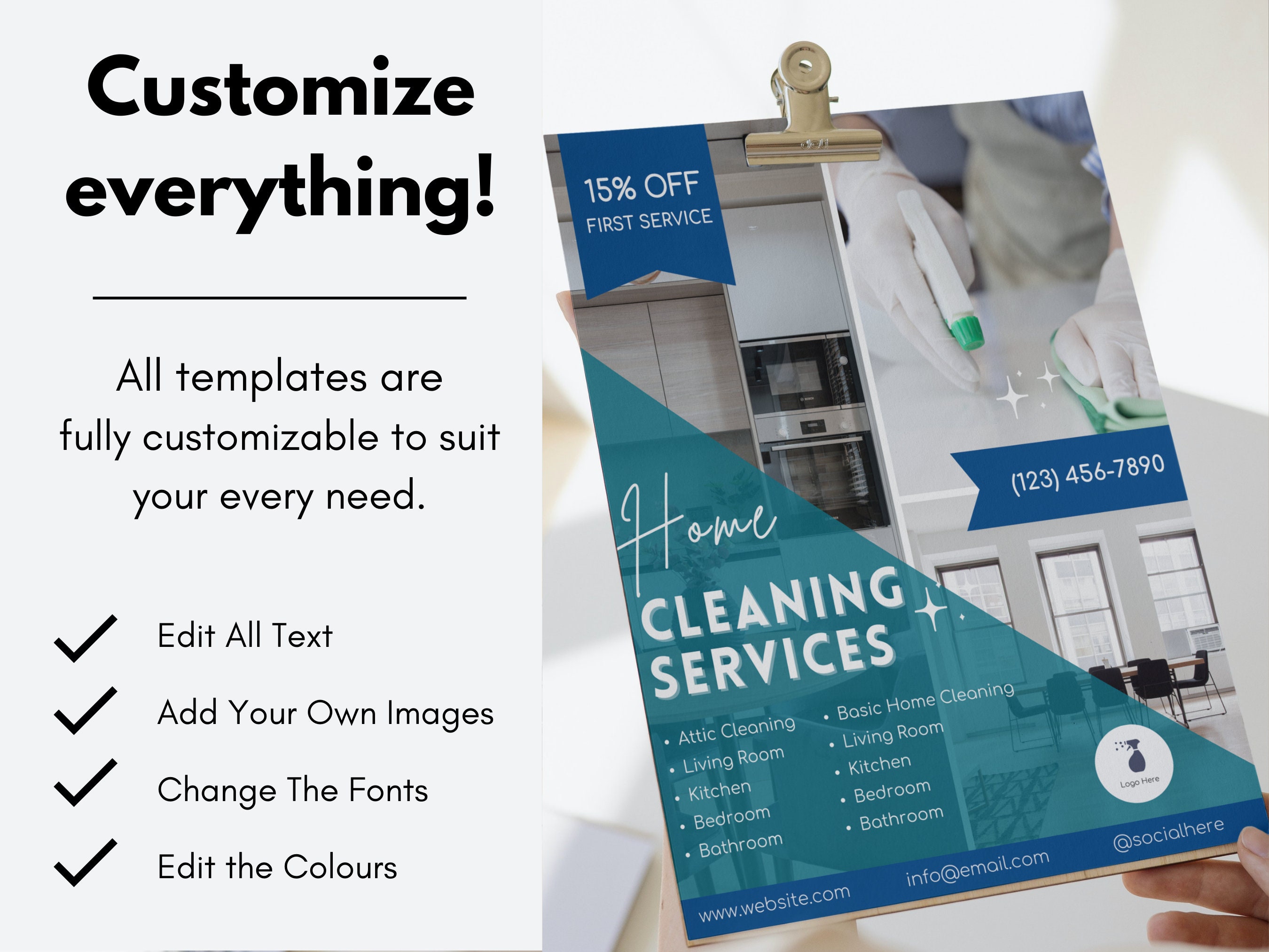 Cleaning Service Flyer, DIY Sheet, Cleaning Service Poster, Housekeeping Flyer, Editable ...
