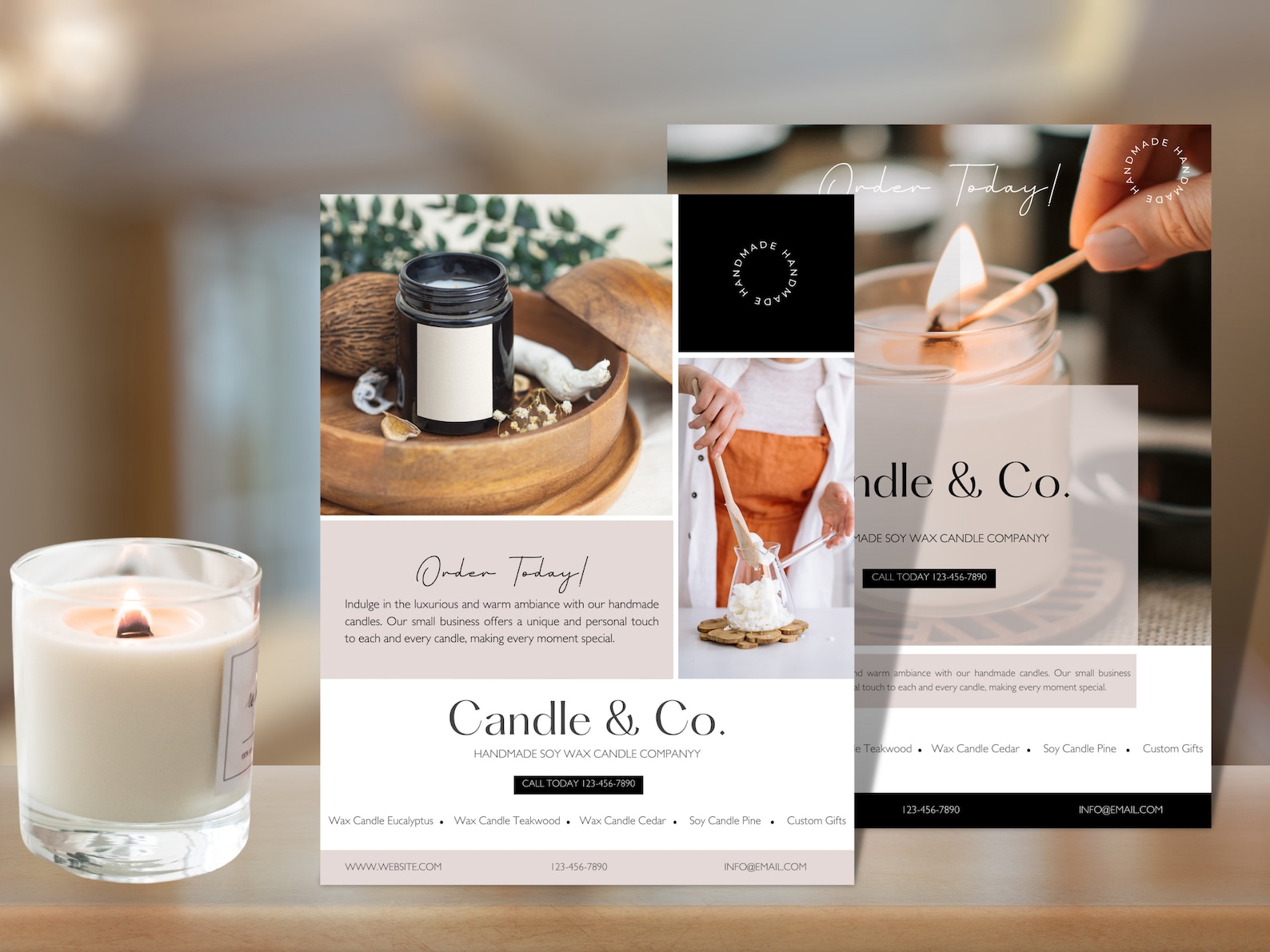 Soy Wax Candles Flyer Template, Editable Handmade Candle Making Small ...