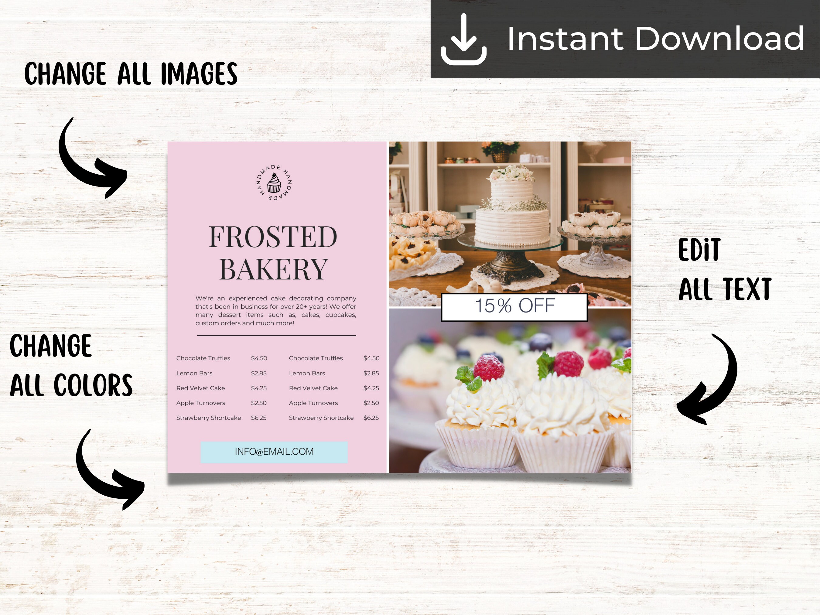 Cake Flyer Template, Cupcake Cake Business Flyer, Baking Dessert Flyer ...