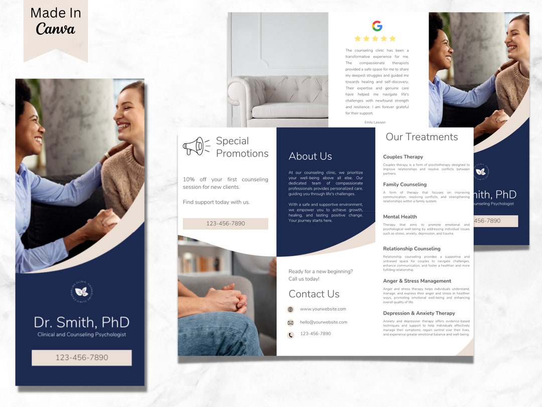 Counseling Psychology Therapy Brochure Templates Design, Mental Health ...
