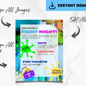 Editable Paint Night Template, Sip and Paint Flyer, DIY Paint and Sip ...