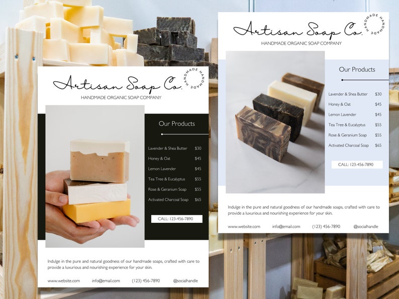 Handmade Soap Flyer Template, Editable Handmade Soap Making Small ...