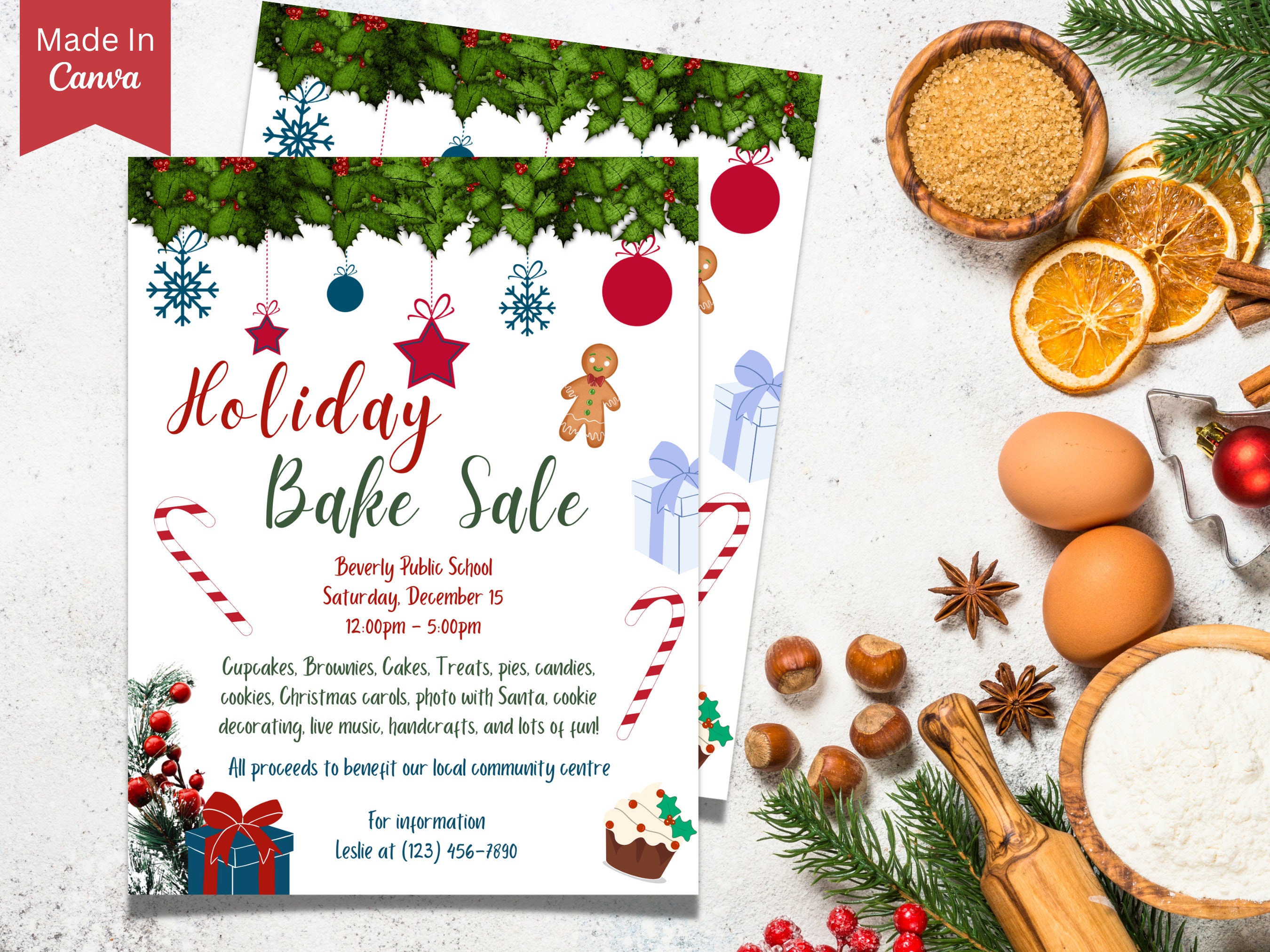 Christmas Bake Sale Editable Price List, Instant Download Holiday Bake ...