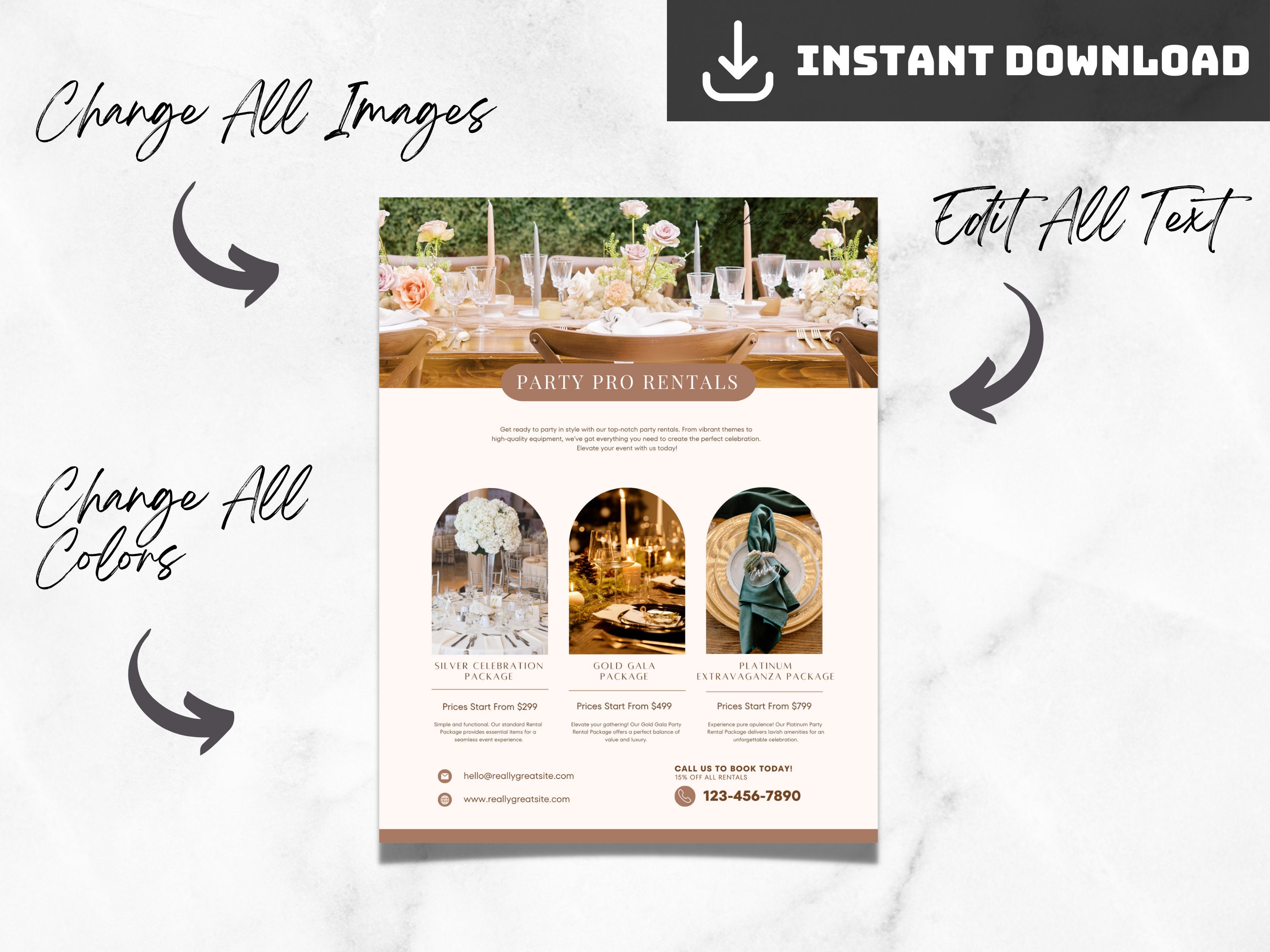 Party Rental Flyer Template, DIY Leaflet for Party Equipment, Editable ...