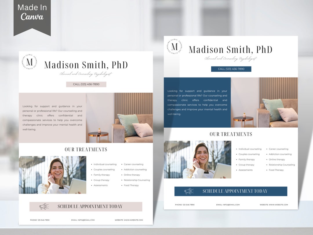 Counseling Psychology Therapy Flyer Templates Design, Editable ...