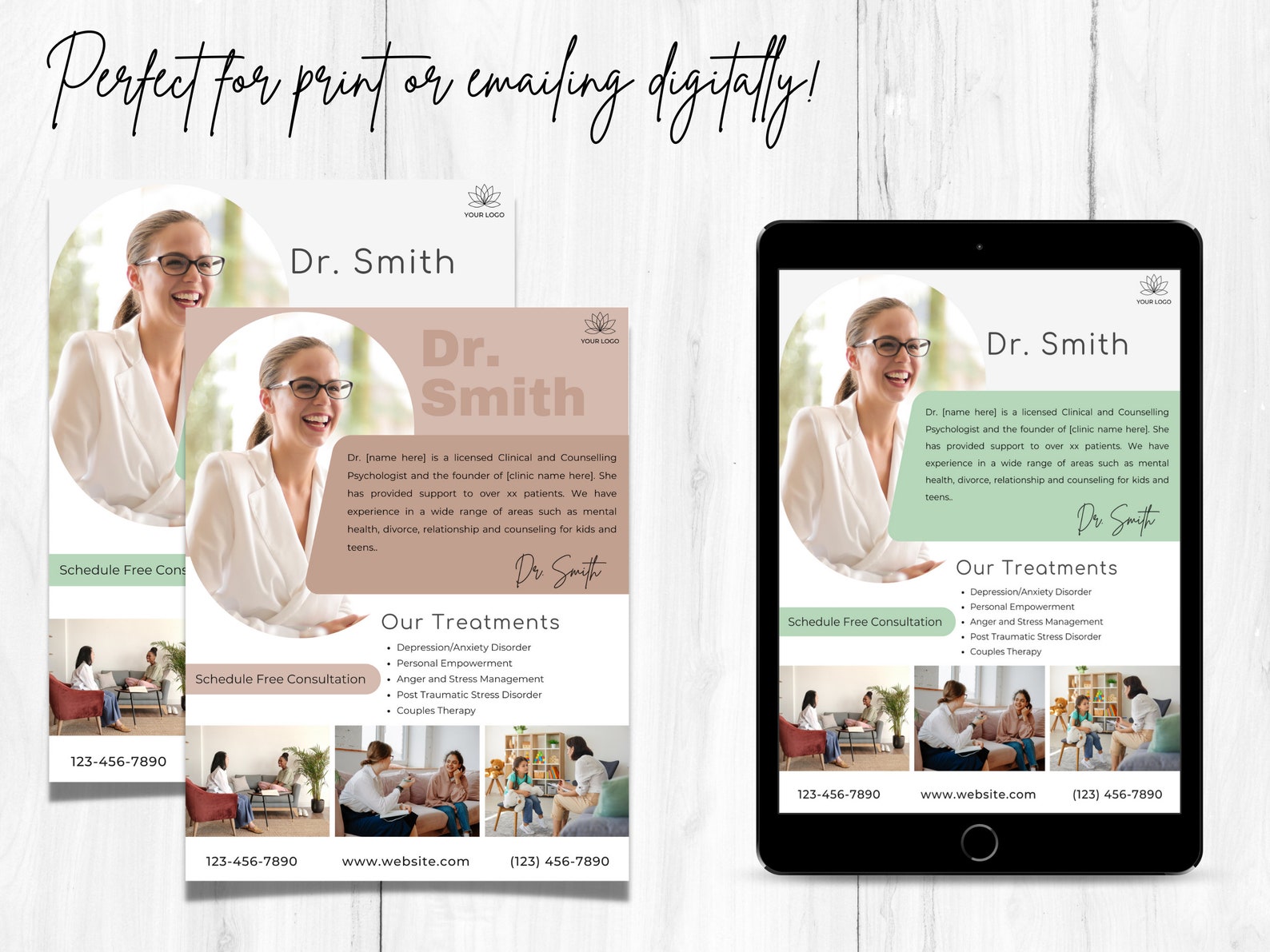 Counseling Psychology Therapy Flyer Templates Design, Editable ...