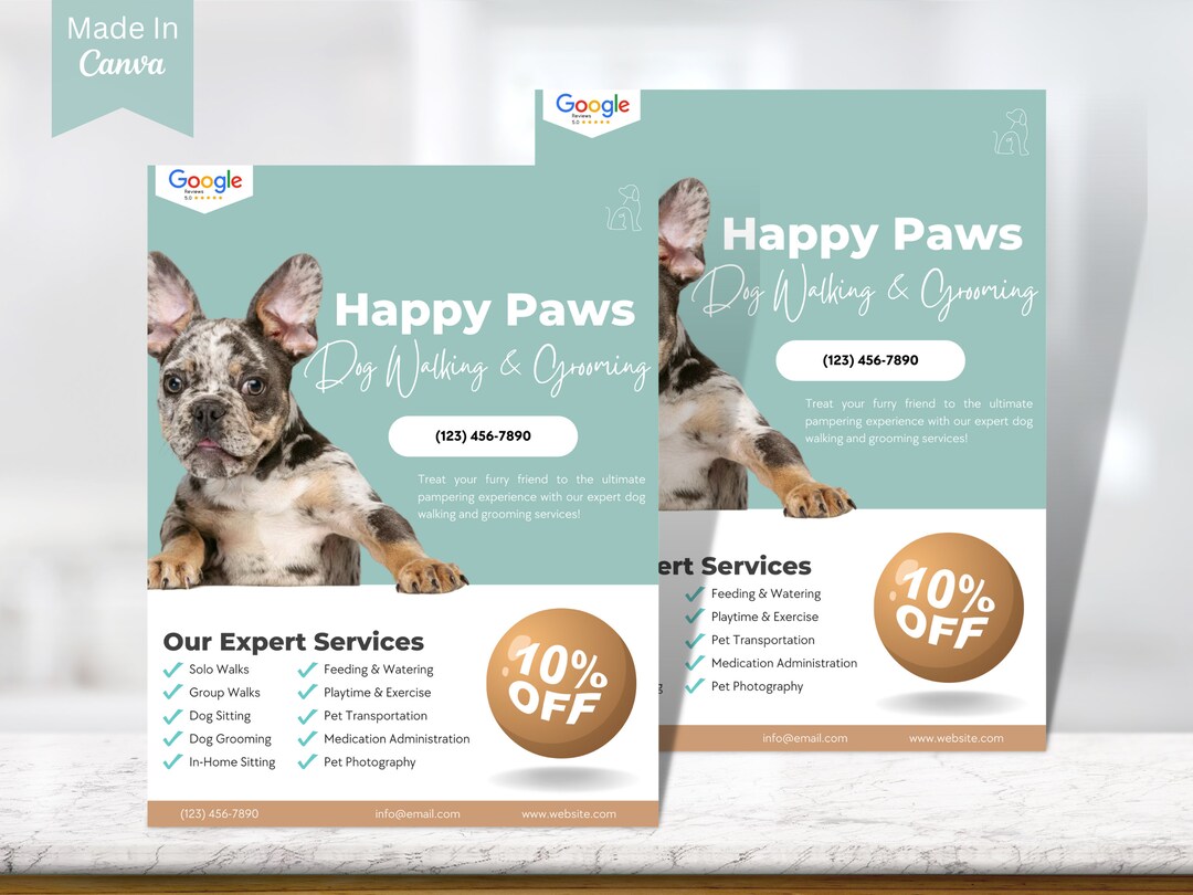 Pet Grooming, Dog Walking Flyer Poster Leaflet, Pet Sitting Flyer ...