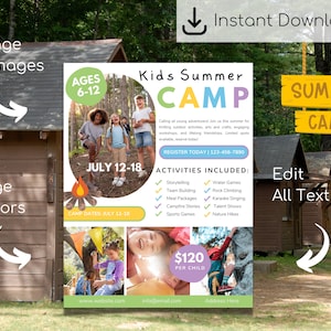 Editable Summer Fun Camp Flyer Template, Kids Summer Camp Flyer ...