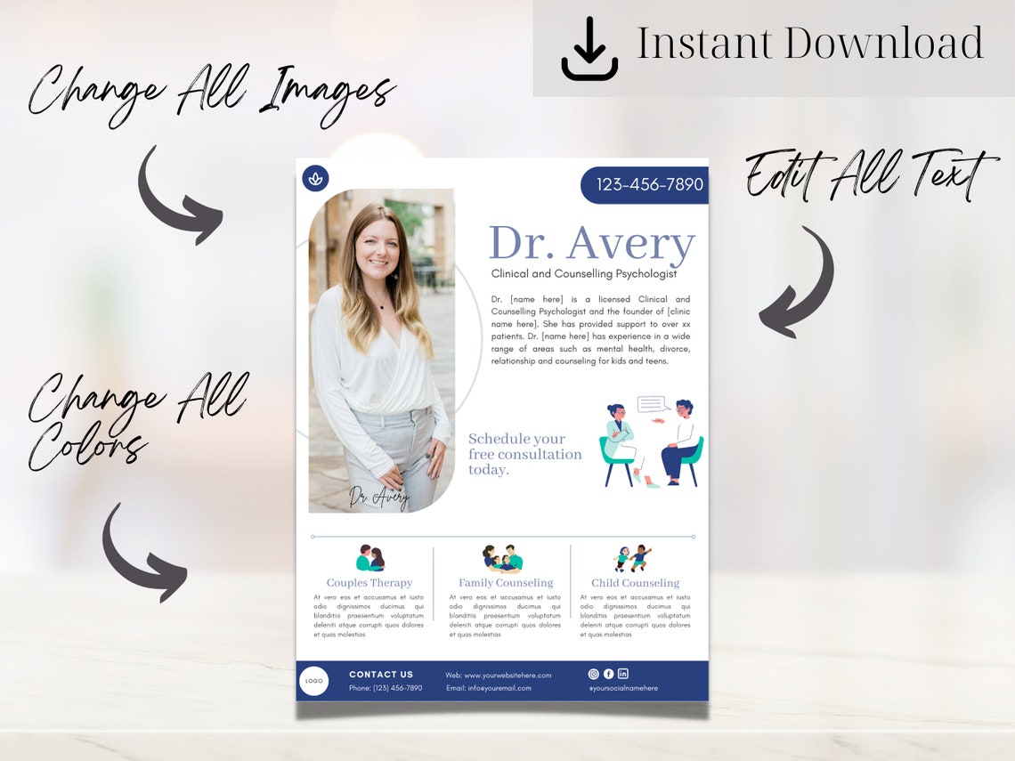 Counseling Psychology Therapy Flyer Templates Design Editable - Etsy