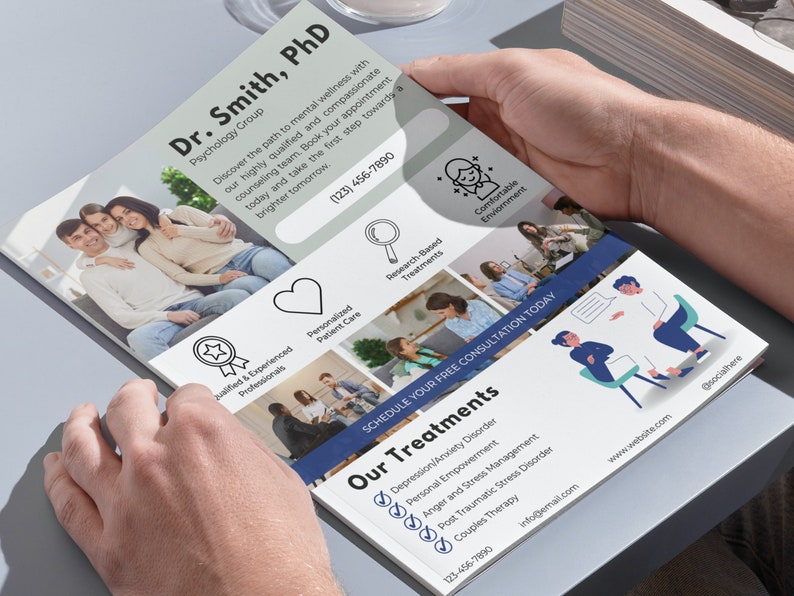 Counseling Psychology Therapy Flyer Templates Design, Editable ...