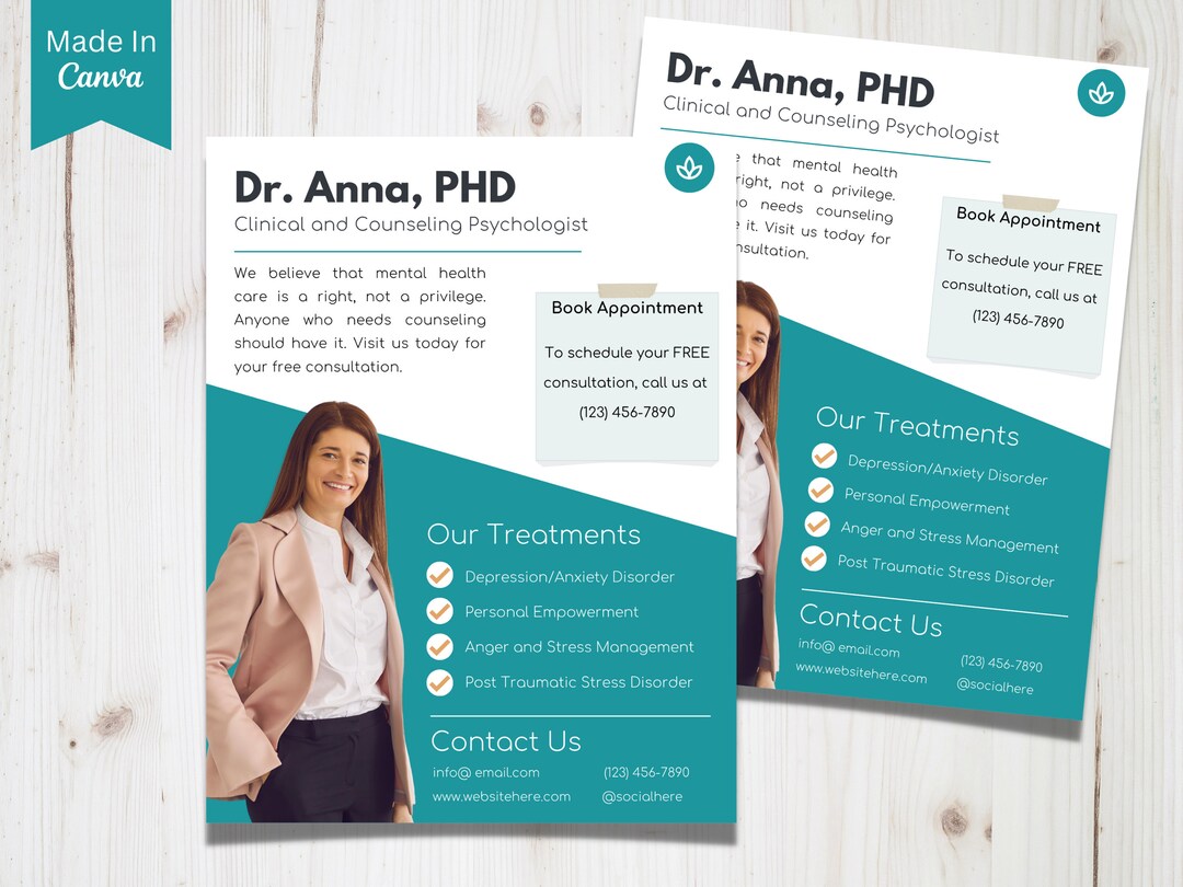 Counseling Psychology Therapy Flyer Templates Design Editable Printable Instant Wellness