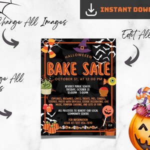Editable Halloween Bake Sale Flyer Invitation, School Bake Sale ...