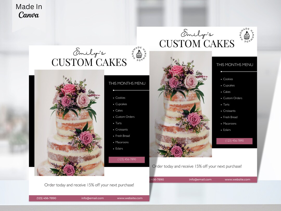 Bakery Flyer Template, Cake Business Flyer, Baking Dessert Flyer, DIY ...