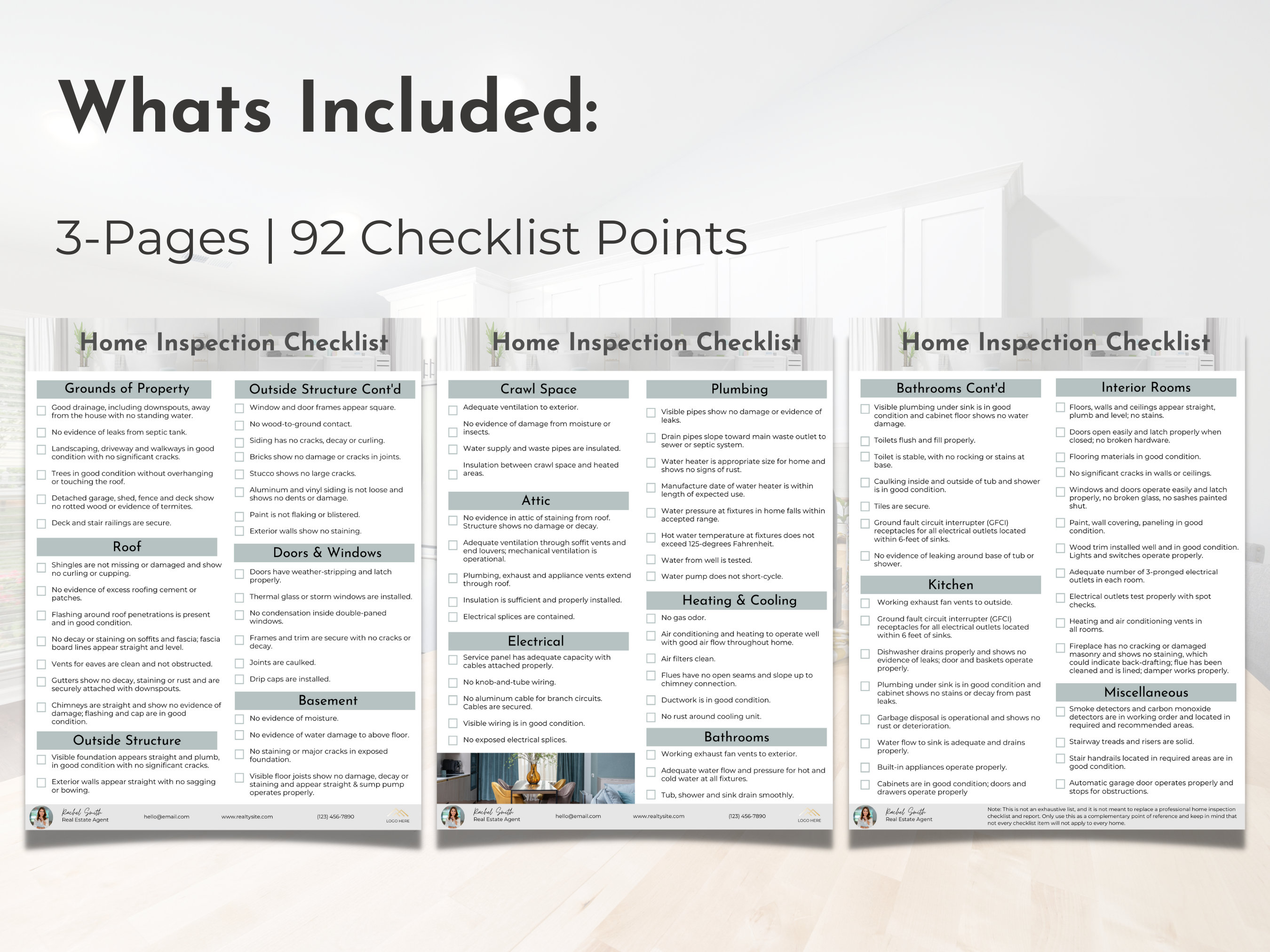 Home Inspection Checklist, Inspection Checklist, House Inspection ...