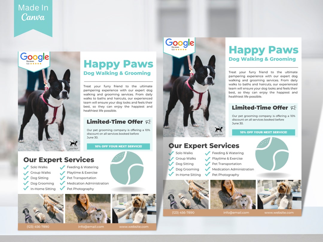 Dog Walking Flyer Poster Leaflet, Pet Sitting Flyer Poster Leaflet, Pet ...