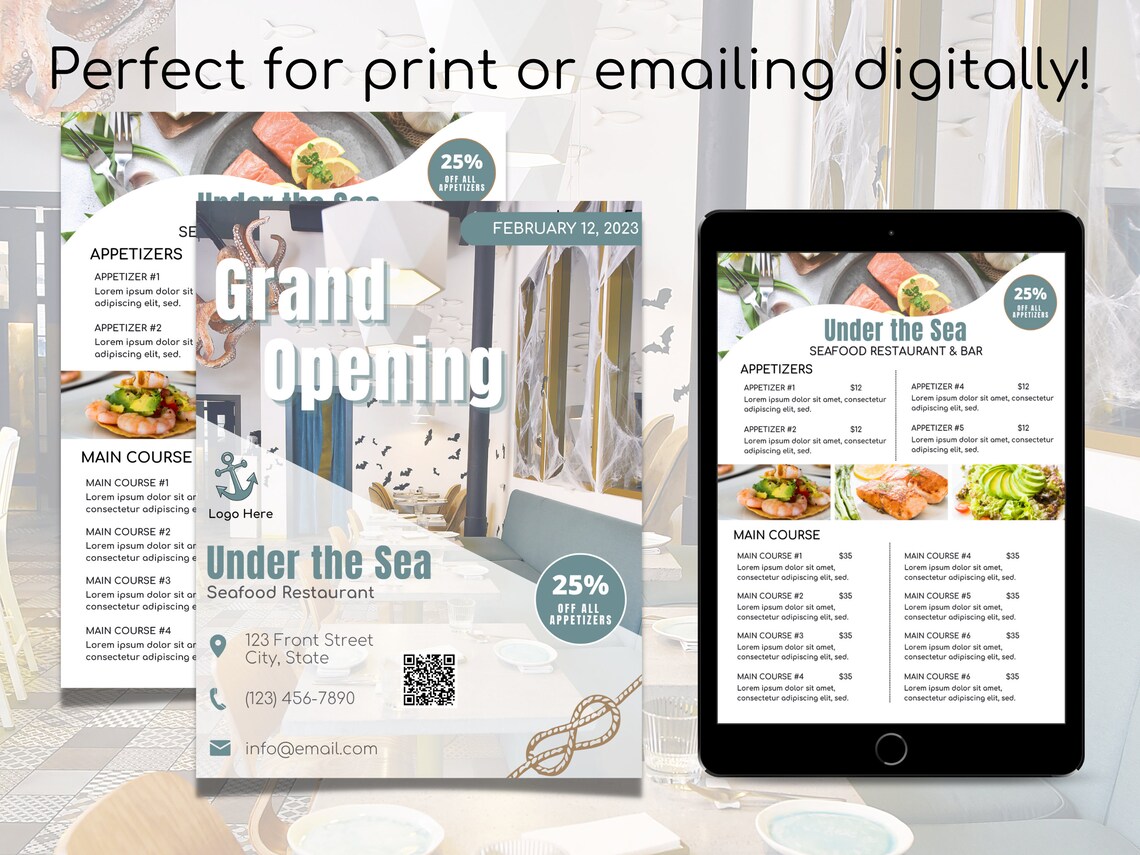 Restaurant Food Menu DIY Business Menu Template Customizable - Etsy