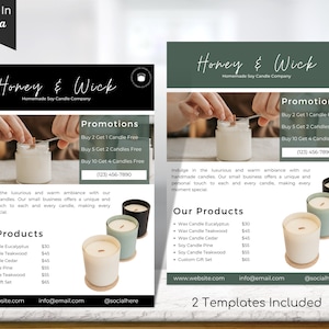 Soy Wax Candles Flyer Template, Editable Handmade Candle Making Small ...