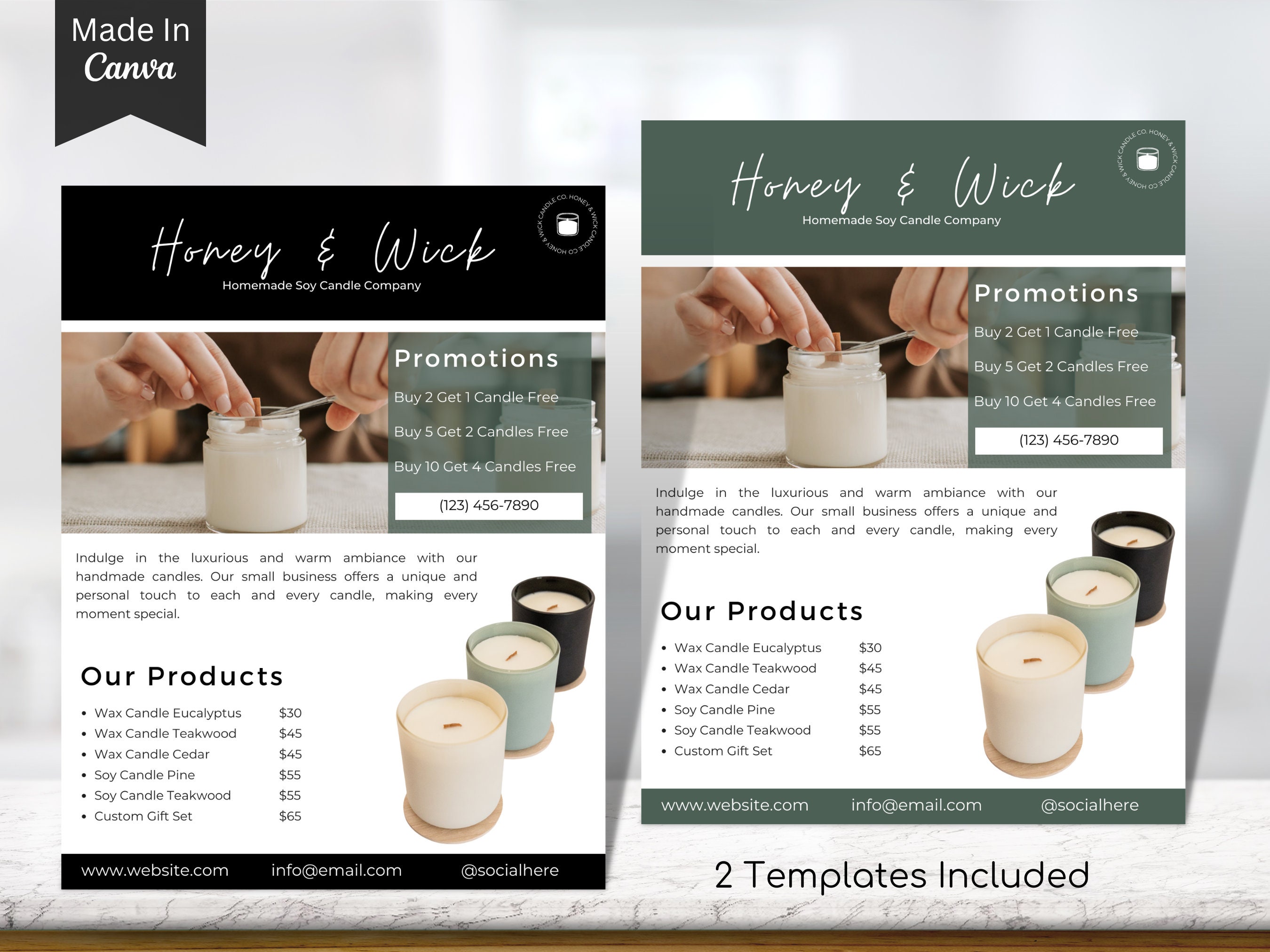 Soy Wax Candles Flyer Template, Editable Handmade Candle Making Small ...