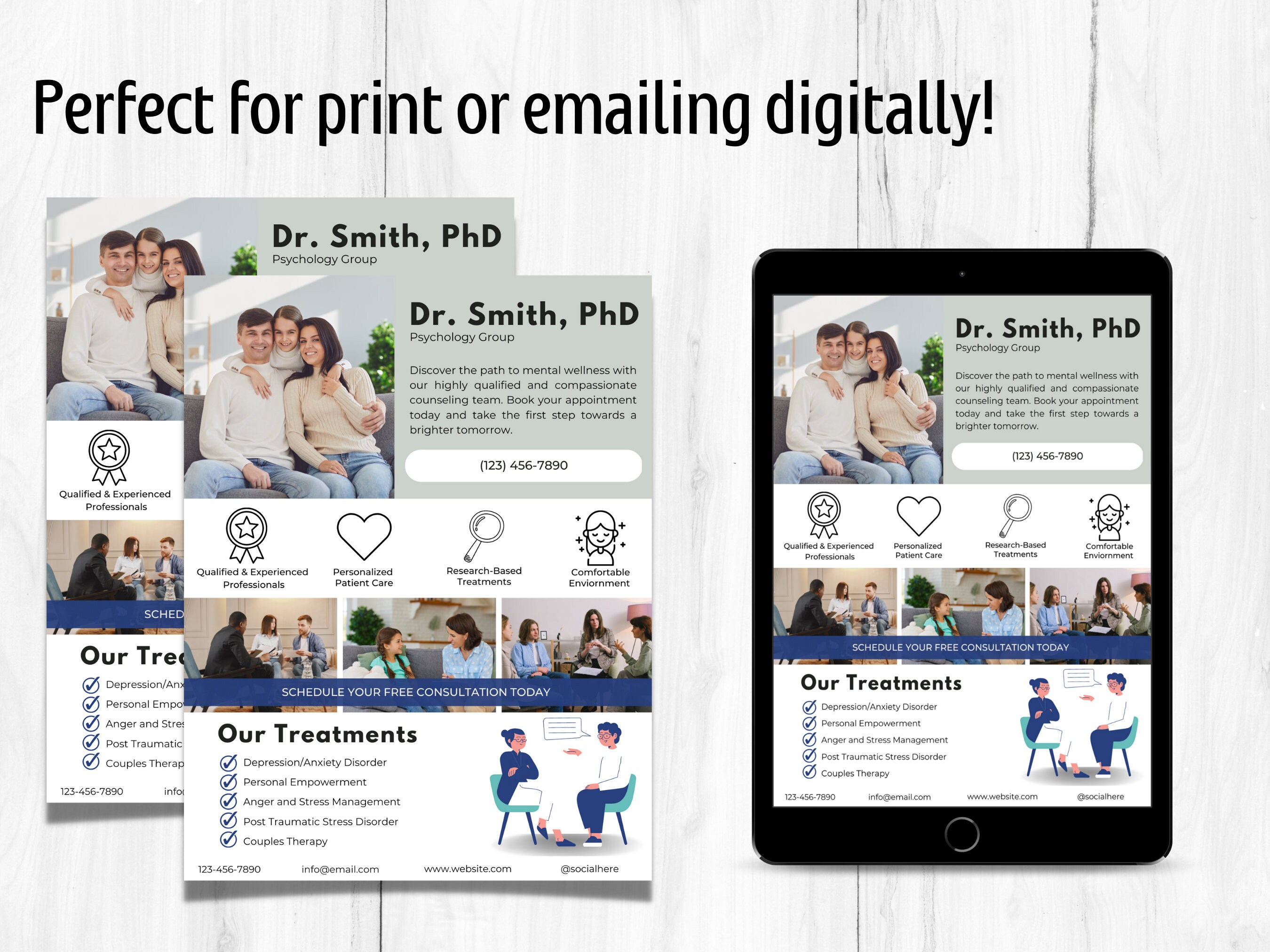 Counseling Psychology Therapy Flyer Templates Design, Editable ...