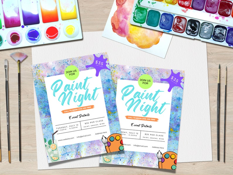Editable Paint Night Template, Sip and Paint Flyer, DIY Paint and Sip ...