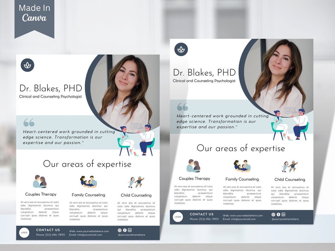 Counseling Psychology Therapy Flyer Templates Design, Editable ...