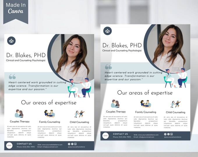 Counseling Psychology Therapy Flyer Templates Design, Editable ...