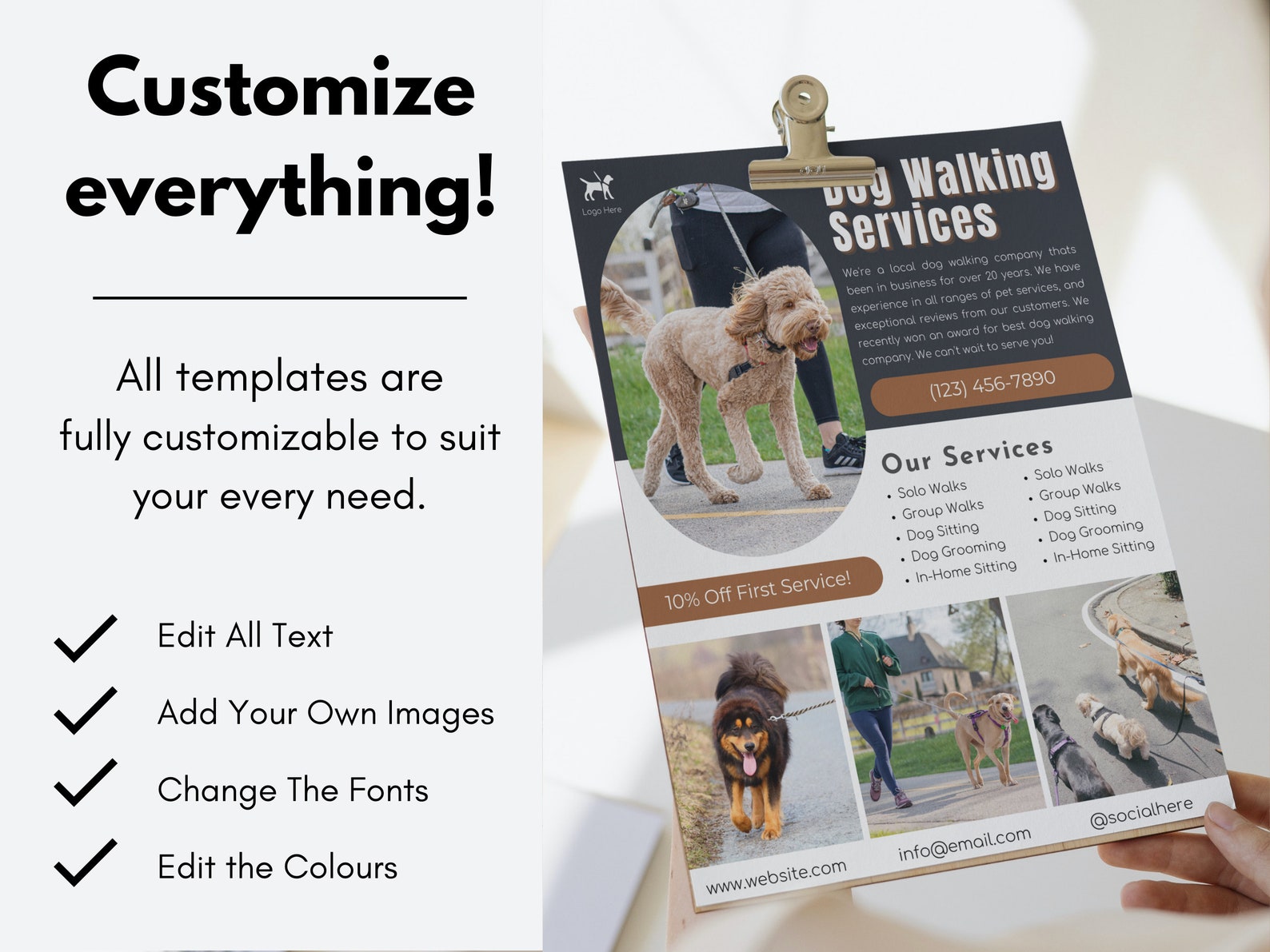 Dog Walking Flyer Poster Leaflet, Pet Sitting Flyer Poster Leaflet, Pet ...