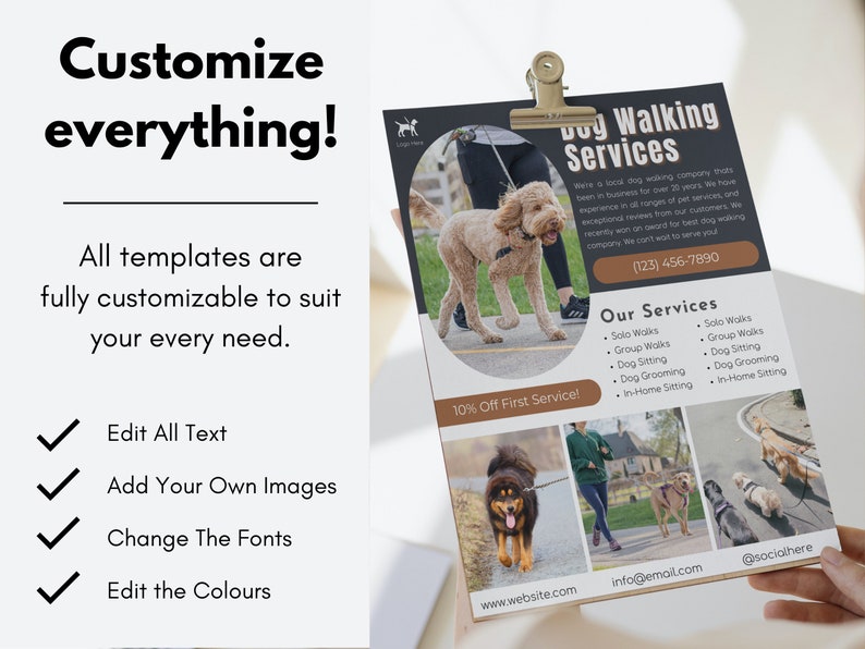 Dog Walking Flyer Poster Leaflet, Pet Sitting Flyer Poster Leaflet, Pet ...