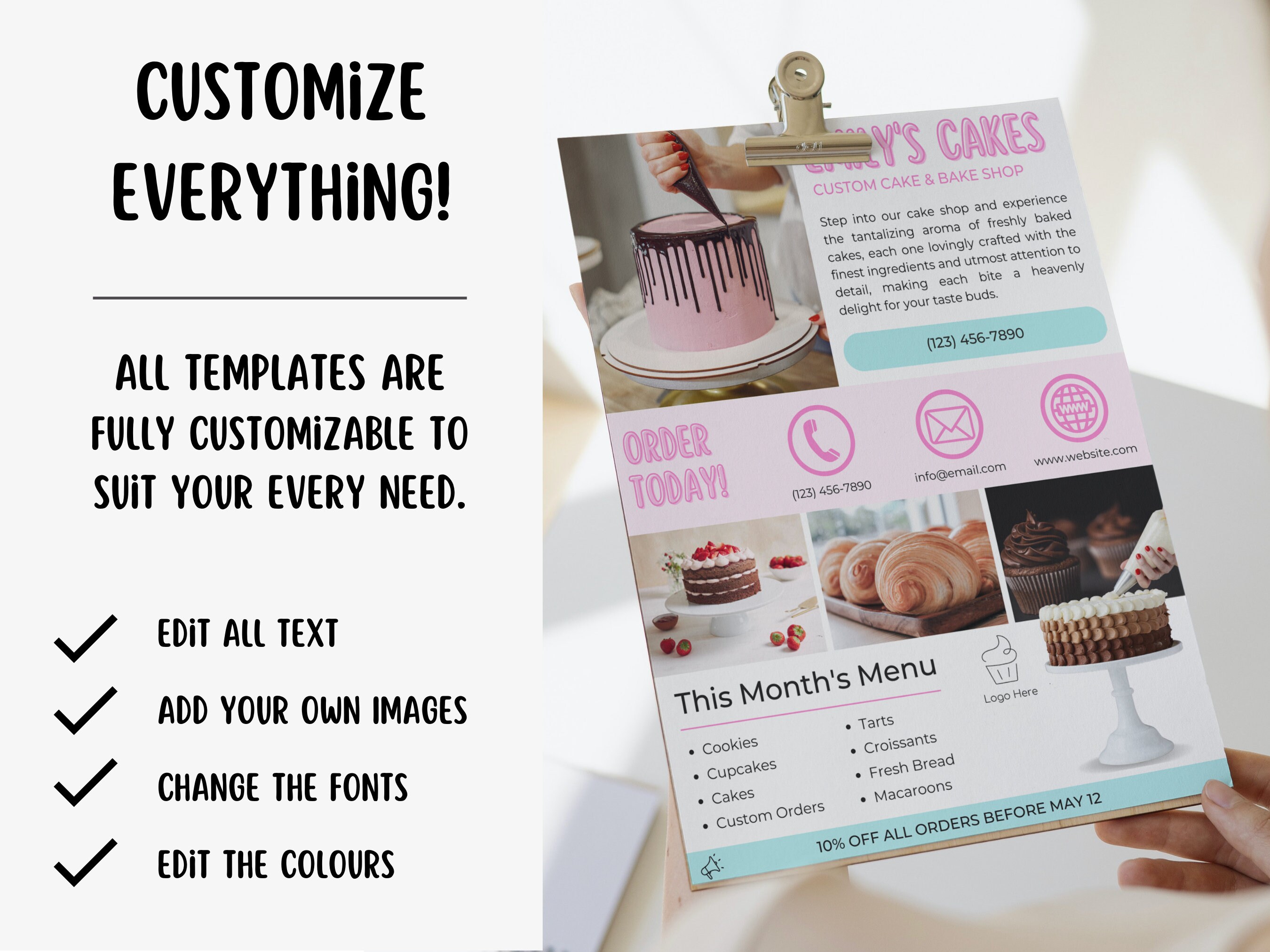 Cake Flyer Template Cupcake Cake Business Flyer Baking - Etsy