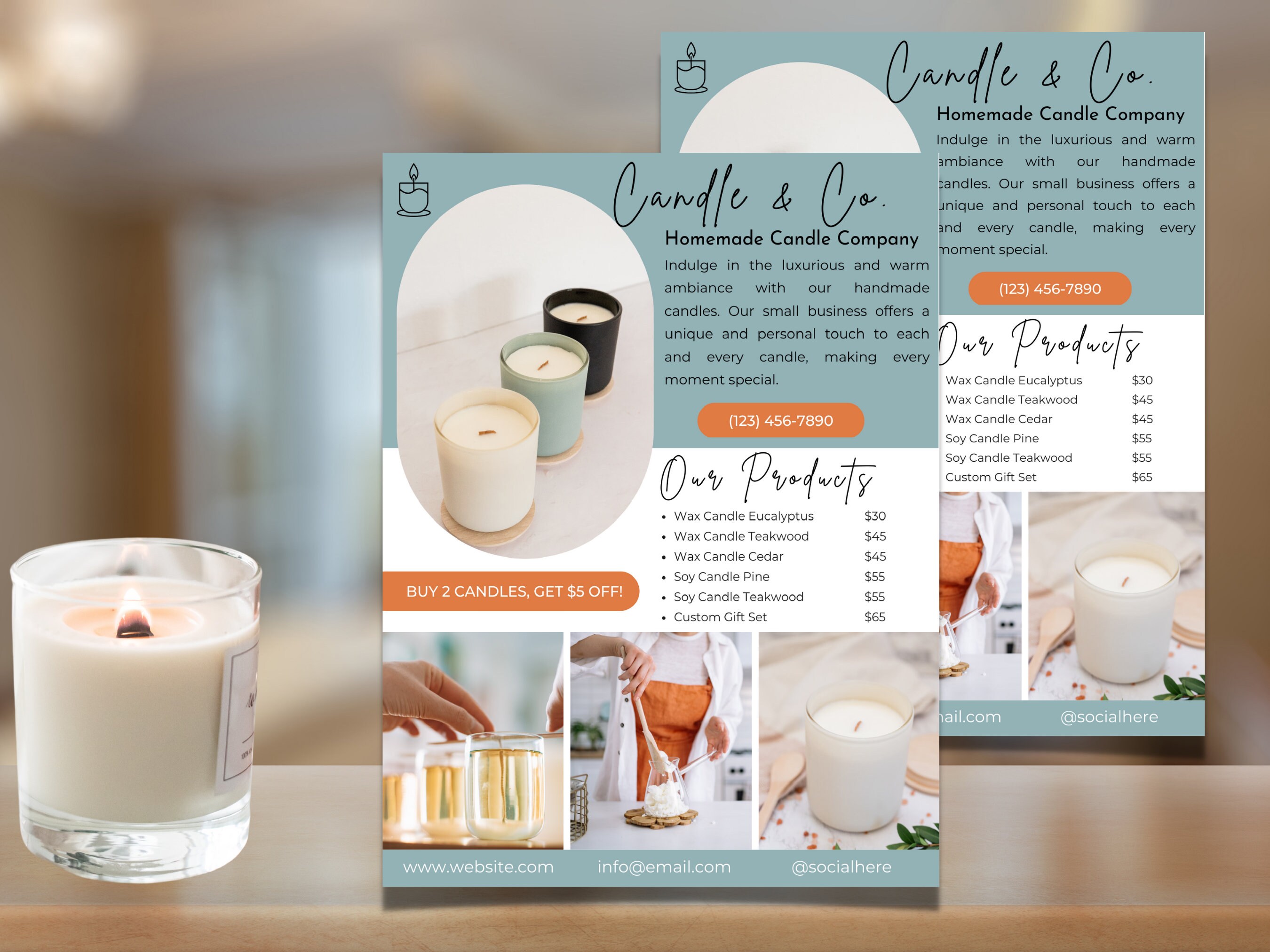 Soy Wax Candles Flyer Template Editable Handmade Candle - Etsy