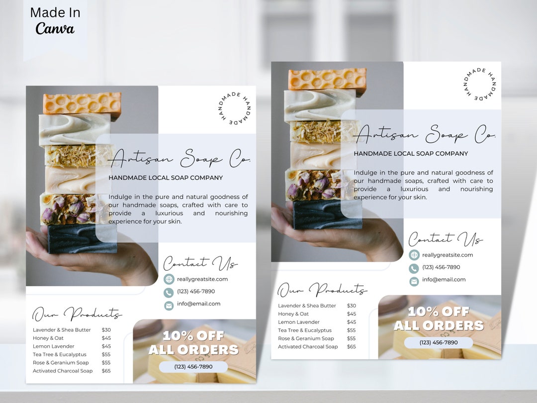 Handmade Soap Flyer Template, Editable Handmade Soap Making Small ...
