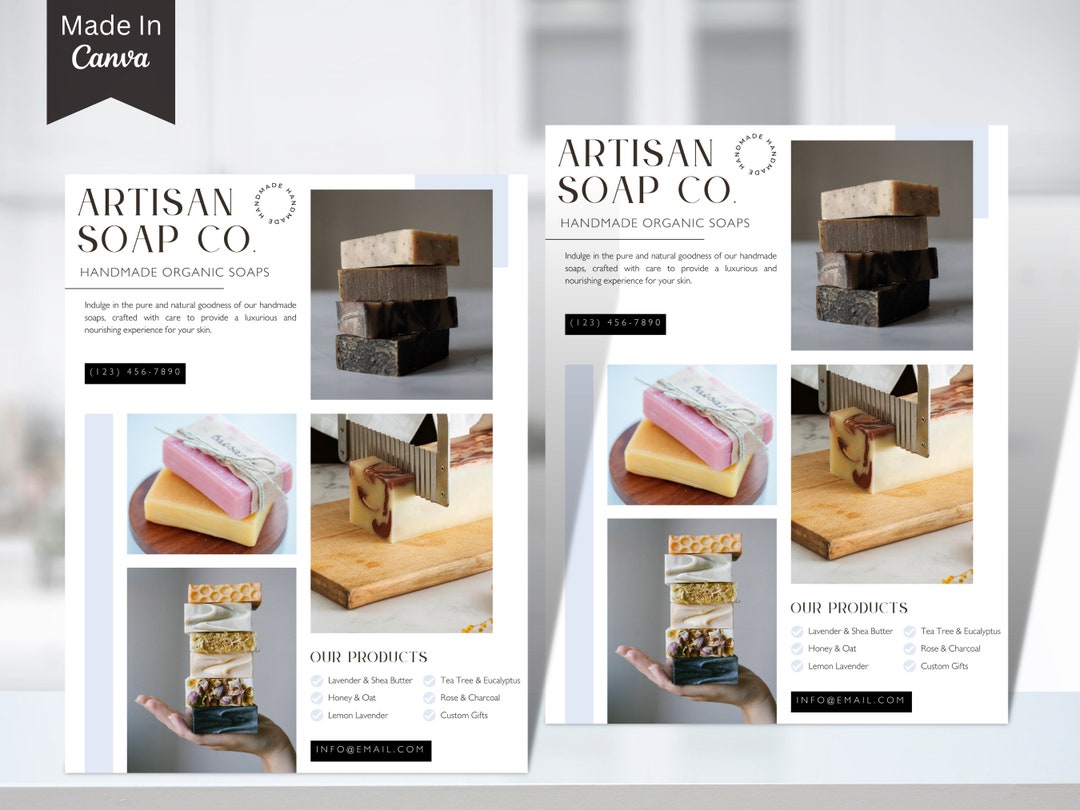 Handmade Soap Flyer Template, Editable Handmade Soap Making Small ...