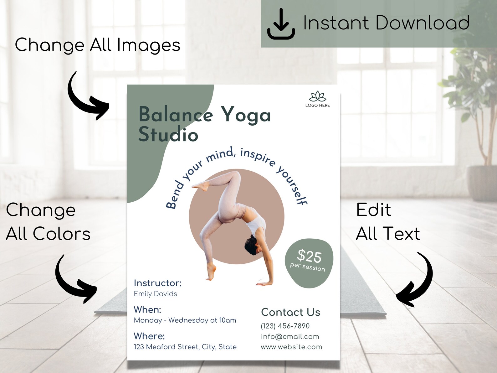 Yoga Flyer Template Yoga Template Editable Yoga Template - Etsy