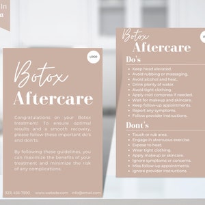 DIY Botox Aftercare Card, Post-injection Card, Editable Botox ...