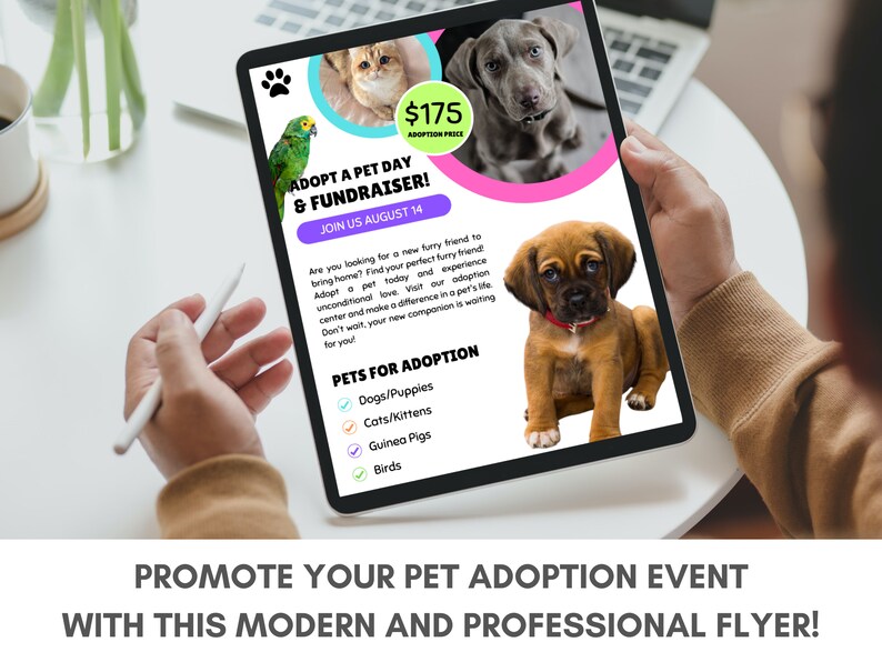 Pet Adoption Flyer, DIY Canva Pet Adoption Flyer, Editable Canva, Template for Pet Adoption ...
