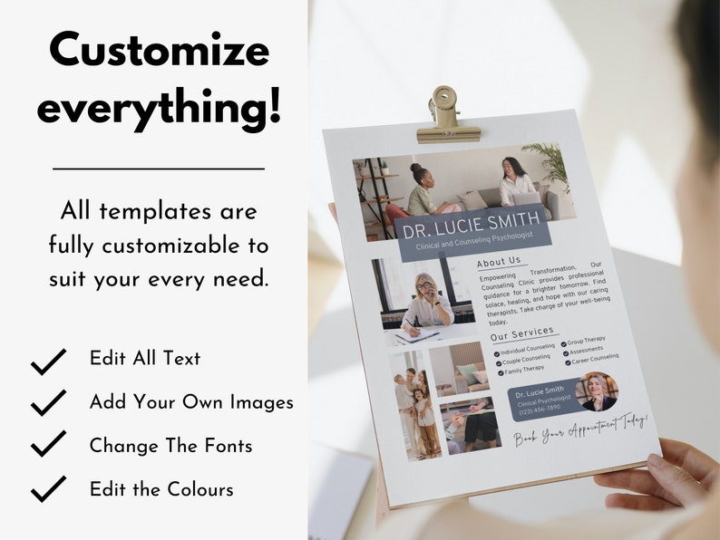 Counseling Psychology Therapy Flyer Templates Design, Editable ...