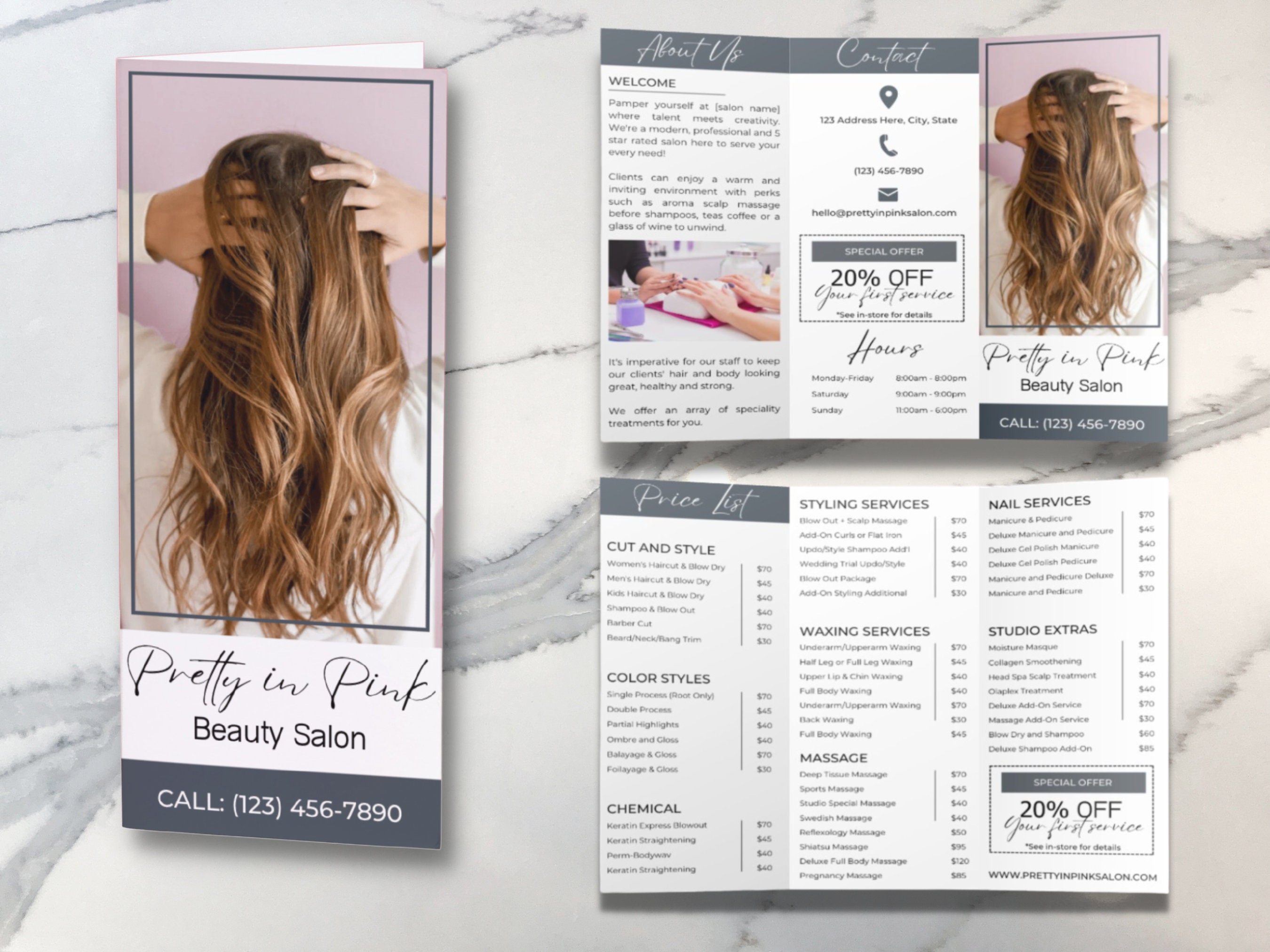 Beauty Salon Trifold Brochure Template Editable Beauty Salon - Etsy ...