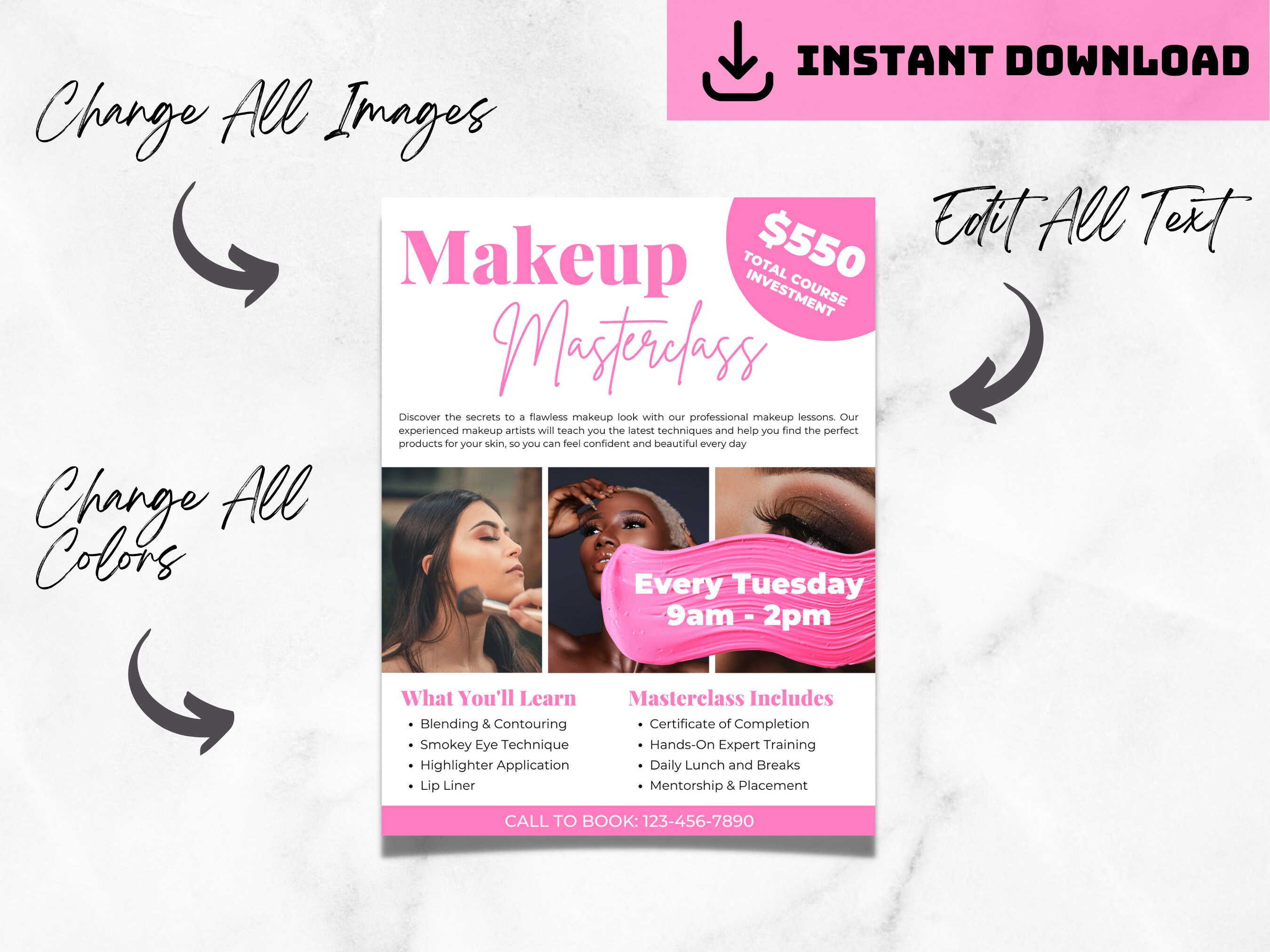 Makeup Course Flyer DIY Flyer Template Design Makeup Class - Etsy