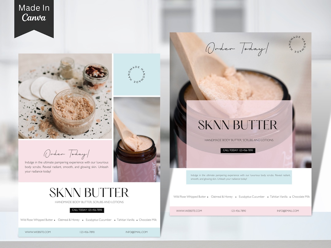 Body Scrub Flyer Template, Editable Handmade Body Scrub Small Business ...