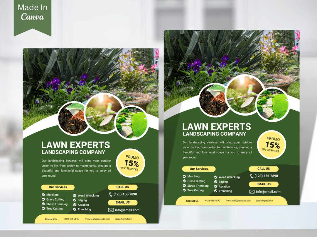 Gardening Flyer Template, Lawn Mowing Flyer Canva Template, Landscaping ...