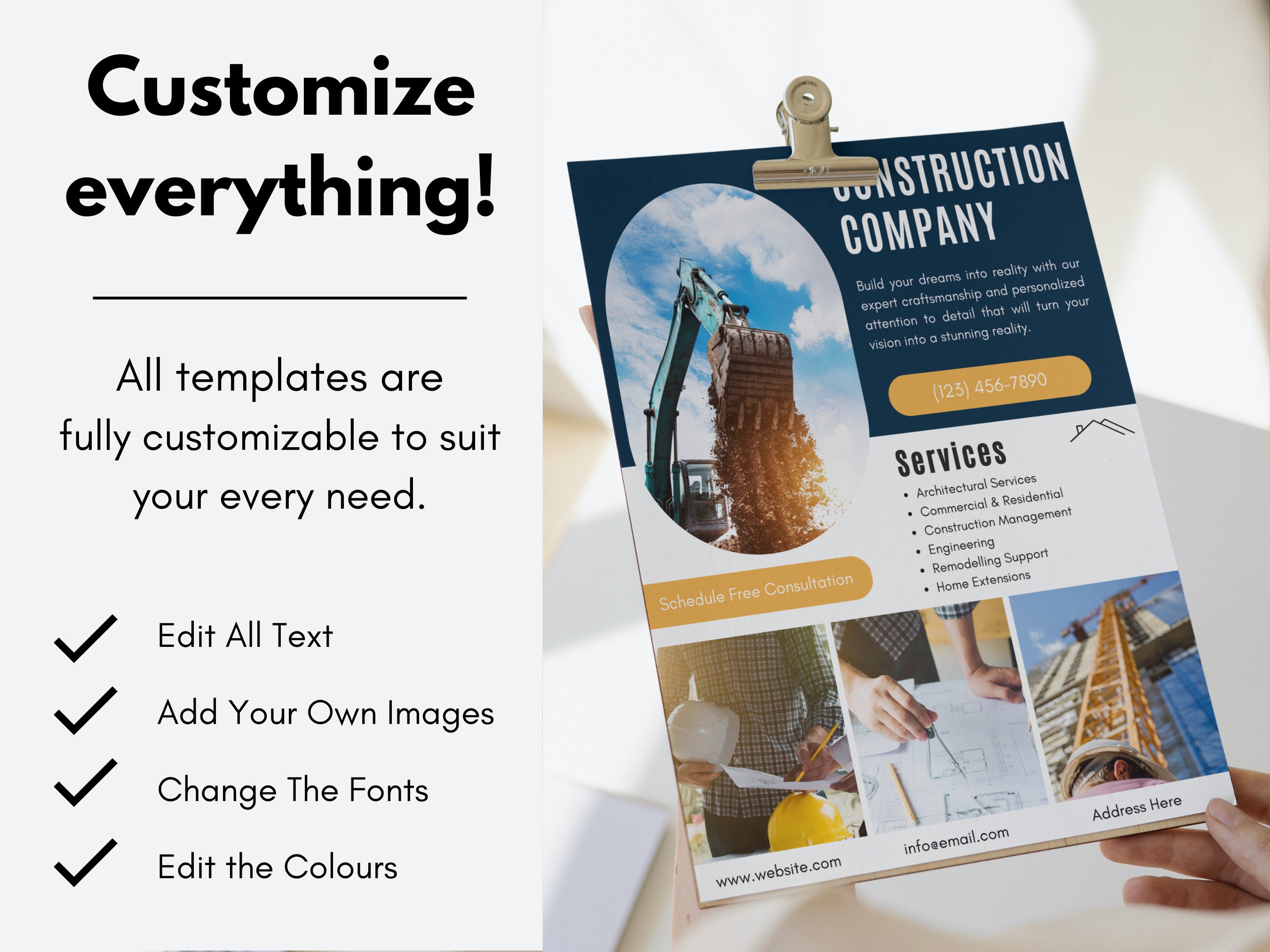 Construction Flyer Template Printable Business Flyer Design - Etsy