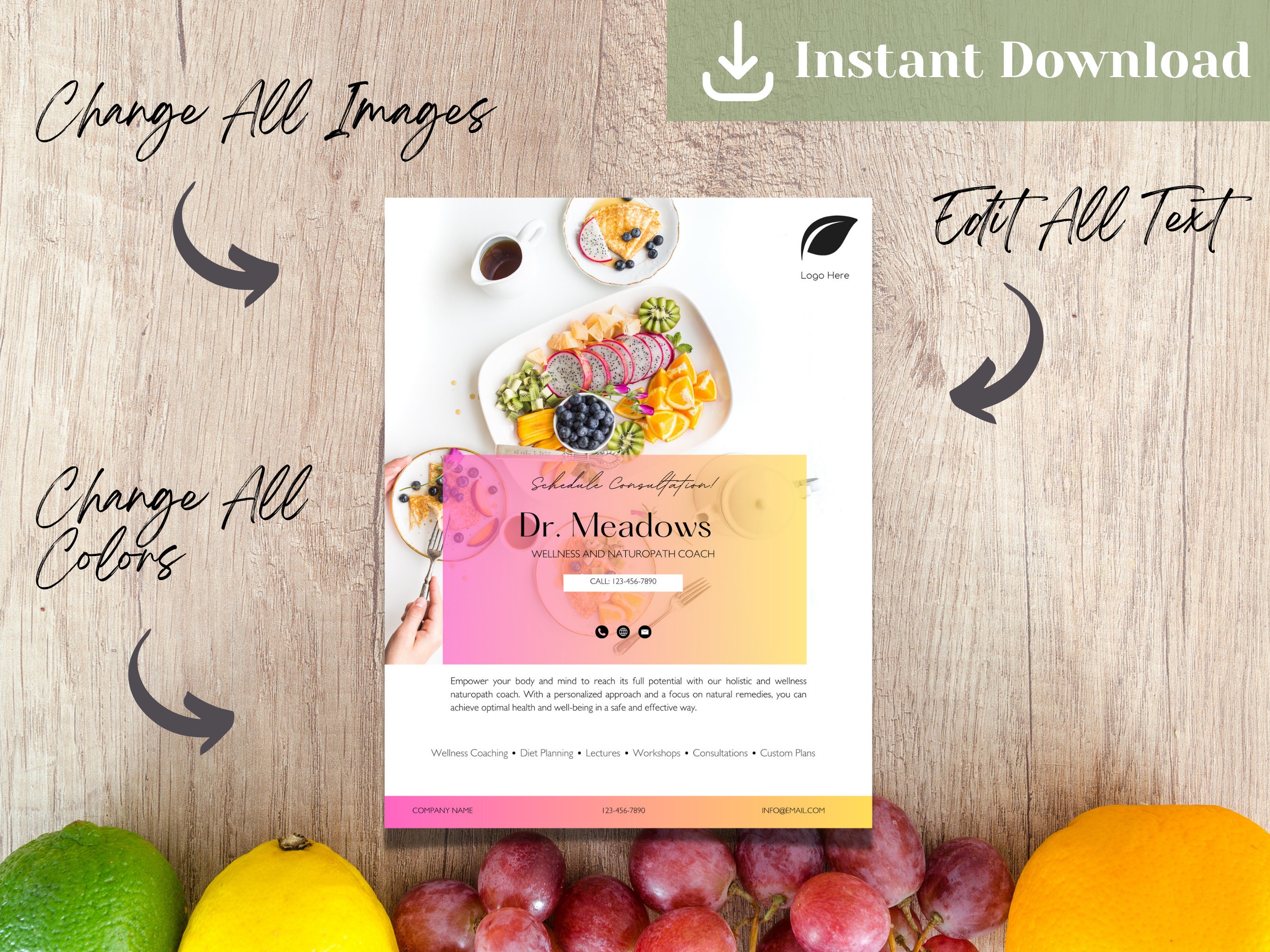 Wellness Coach Flyer Template, DIY Canva Flyer Template, Marketing ...