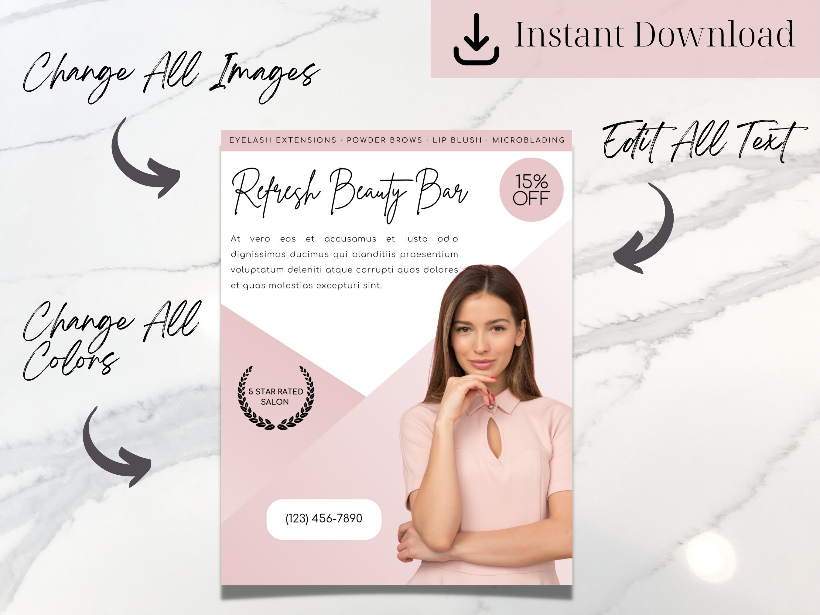 PMU Promotional Flyer, Canva Template, Instant Download, Esthetician ...
