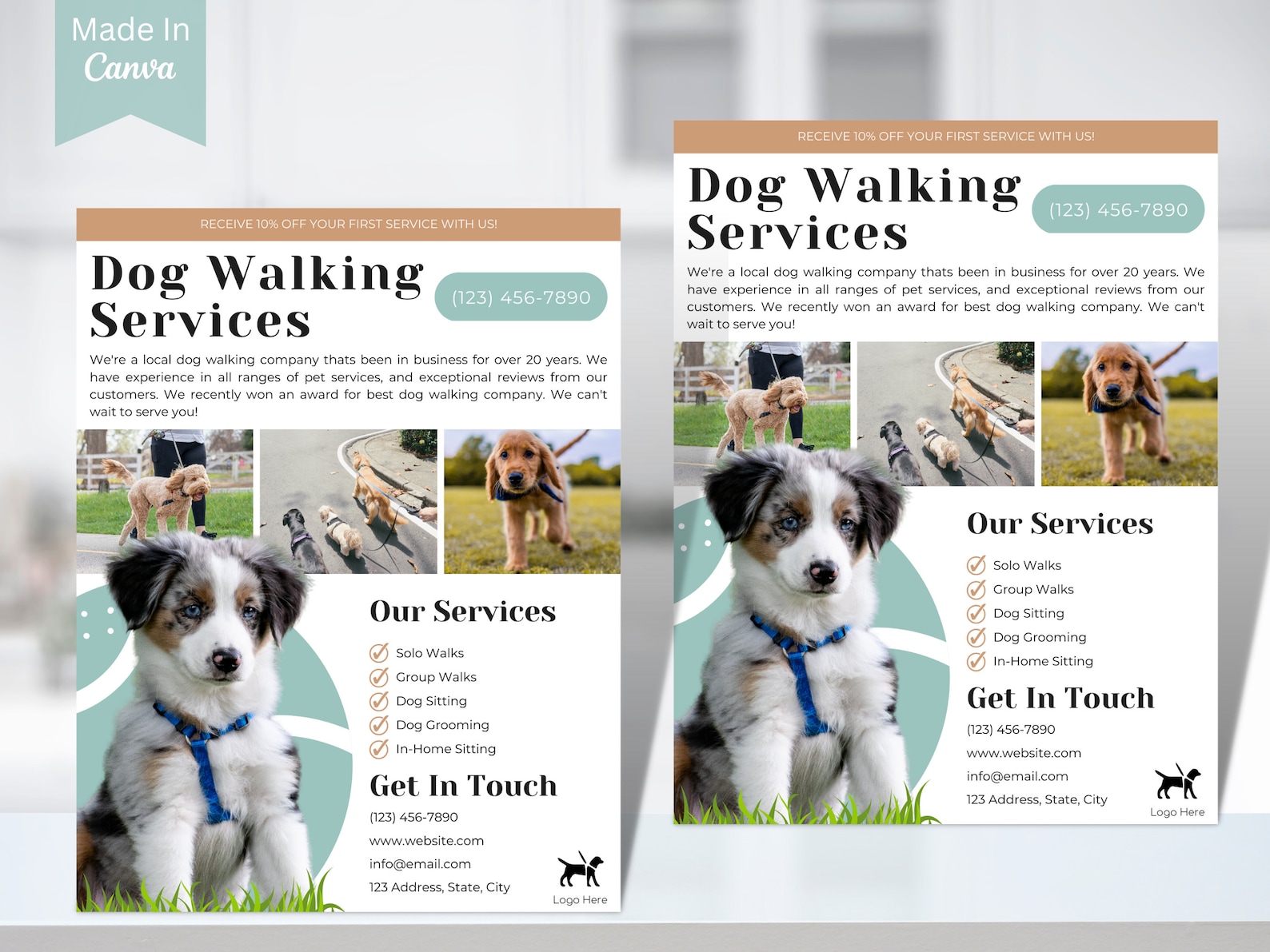 Dog Walking Flyer Poster Leaflet, Pet Sitting Flyer Poster Leaflet, Pet ...