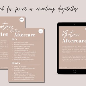 DIY Botox Aftercare Card, Post-injection Card, Editable Botox ...