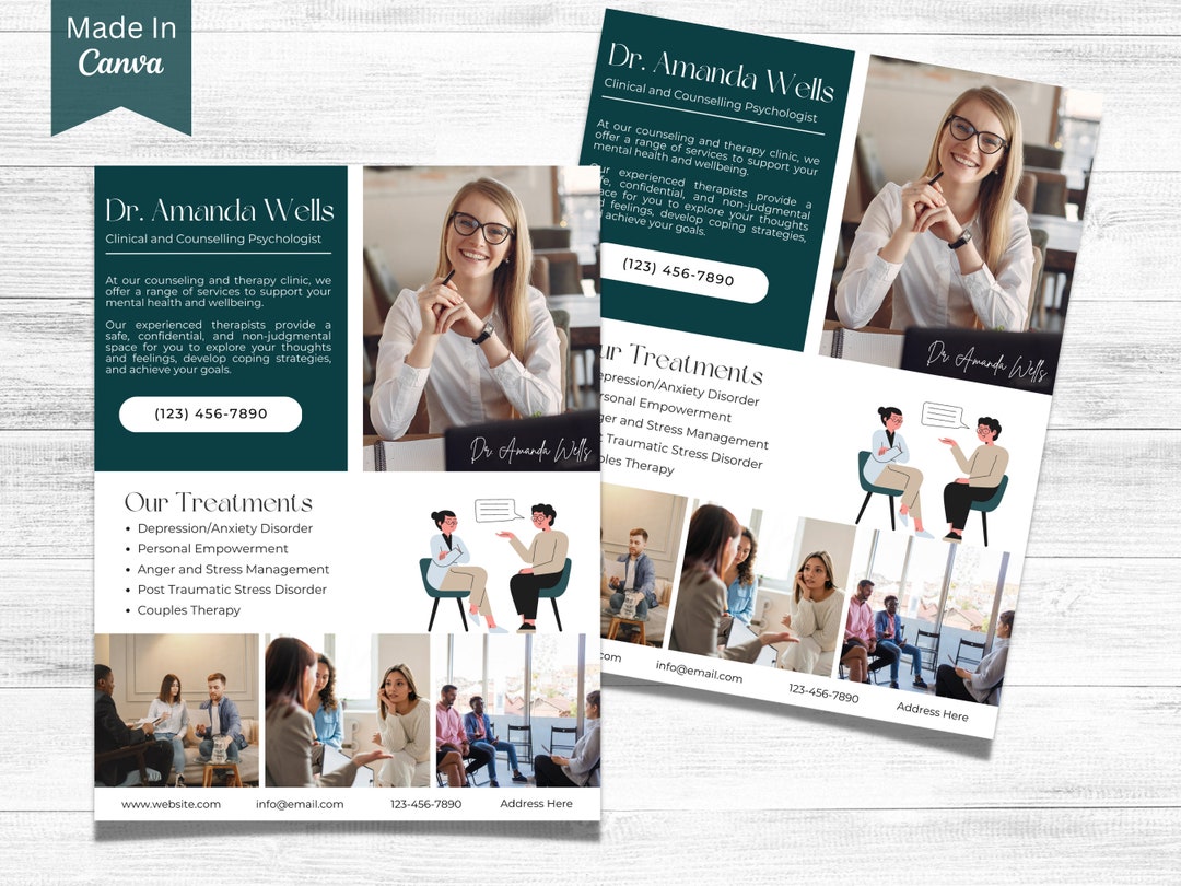 Counseling Psychology Therapy Flyer Templates Design, Editable ...