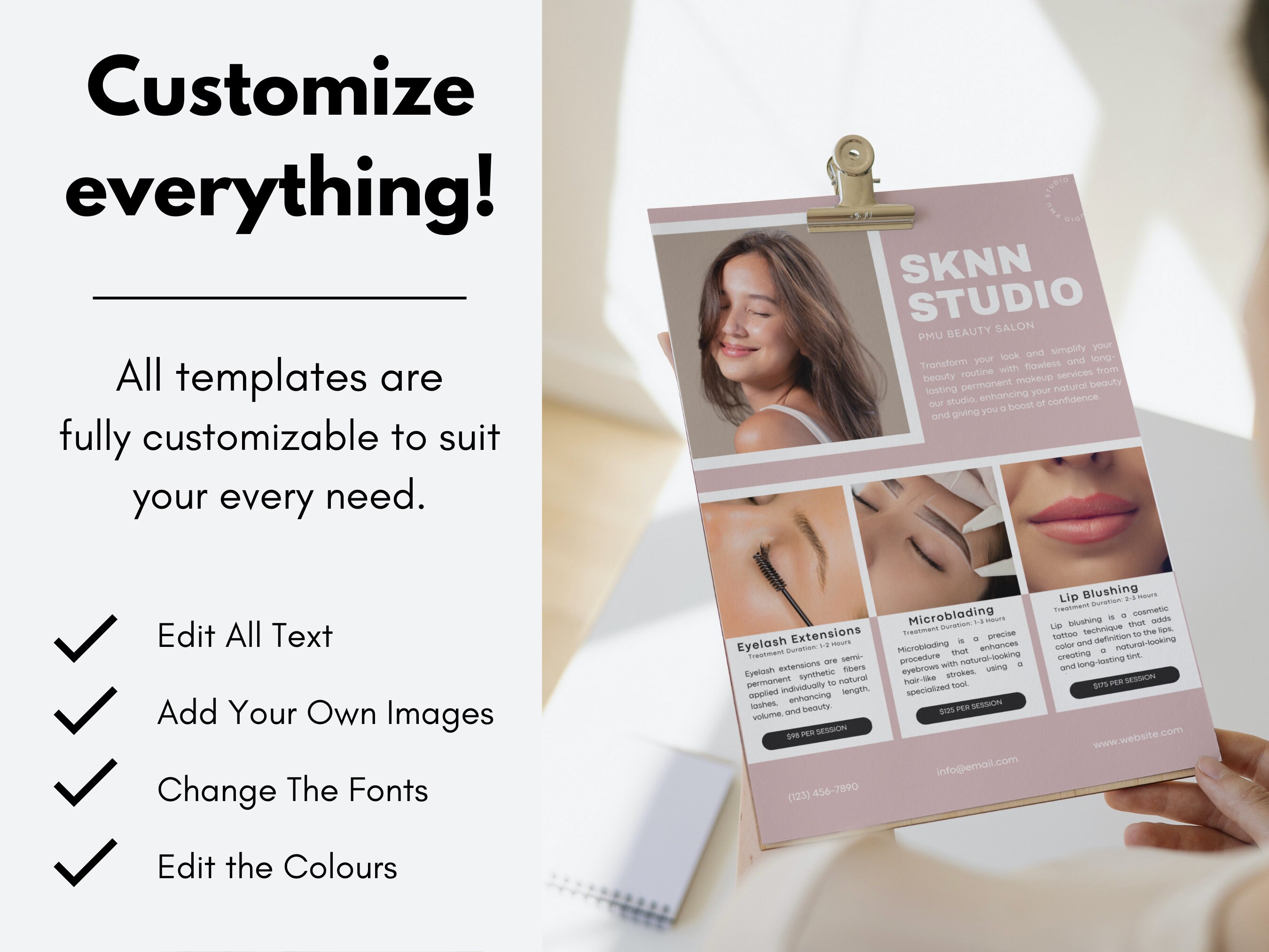 Beauty Flyer Brand Awareness Templates, PMU Promotional Flyer, Canva ...