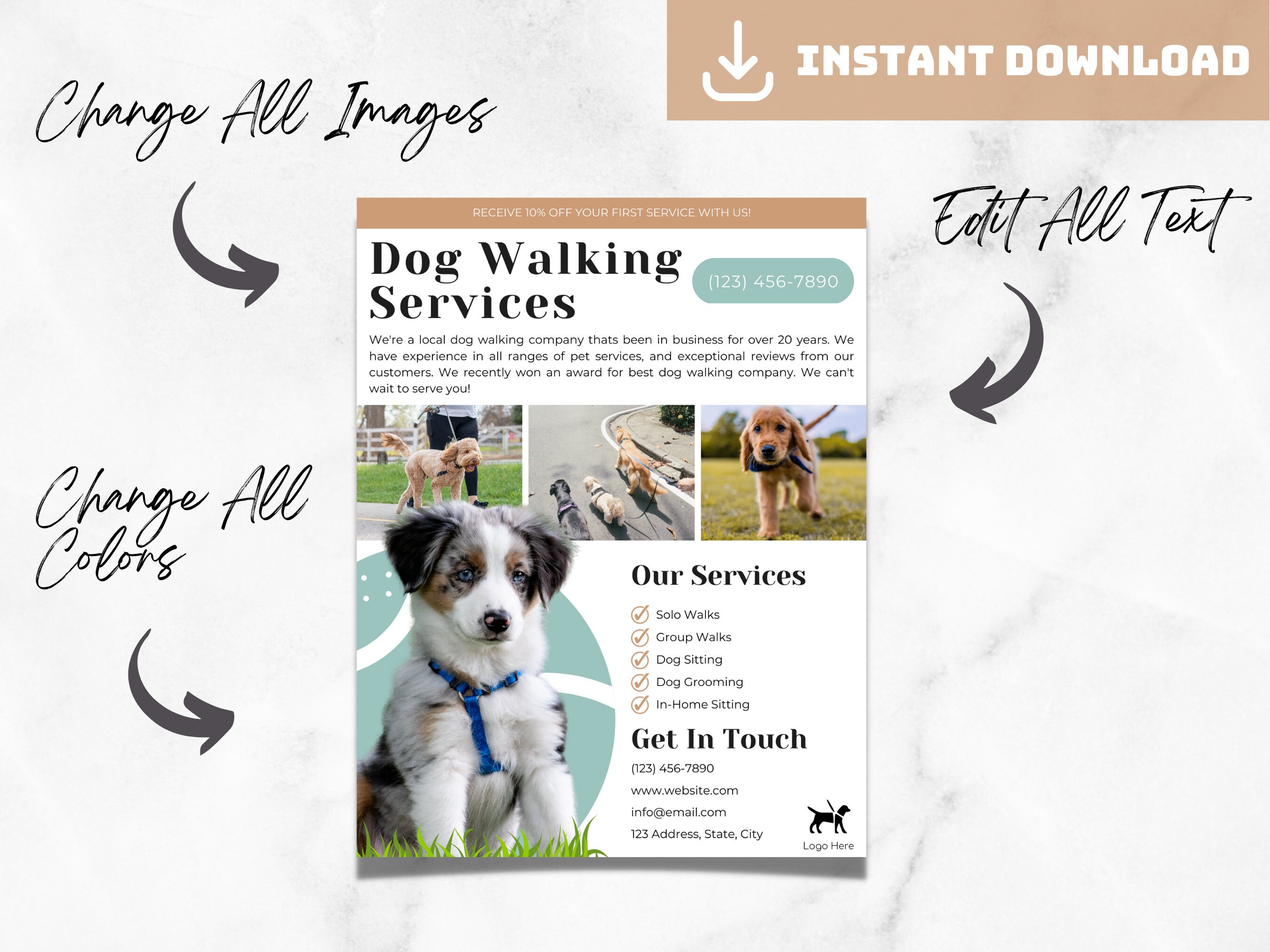 Dog Walking Flyer Poster Leaflet, Pet Sitting Flyer Poster Leaflet, Pet ...