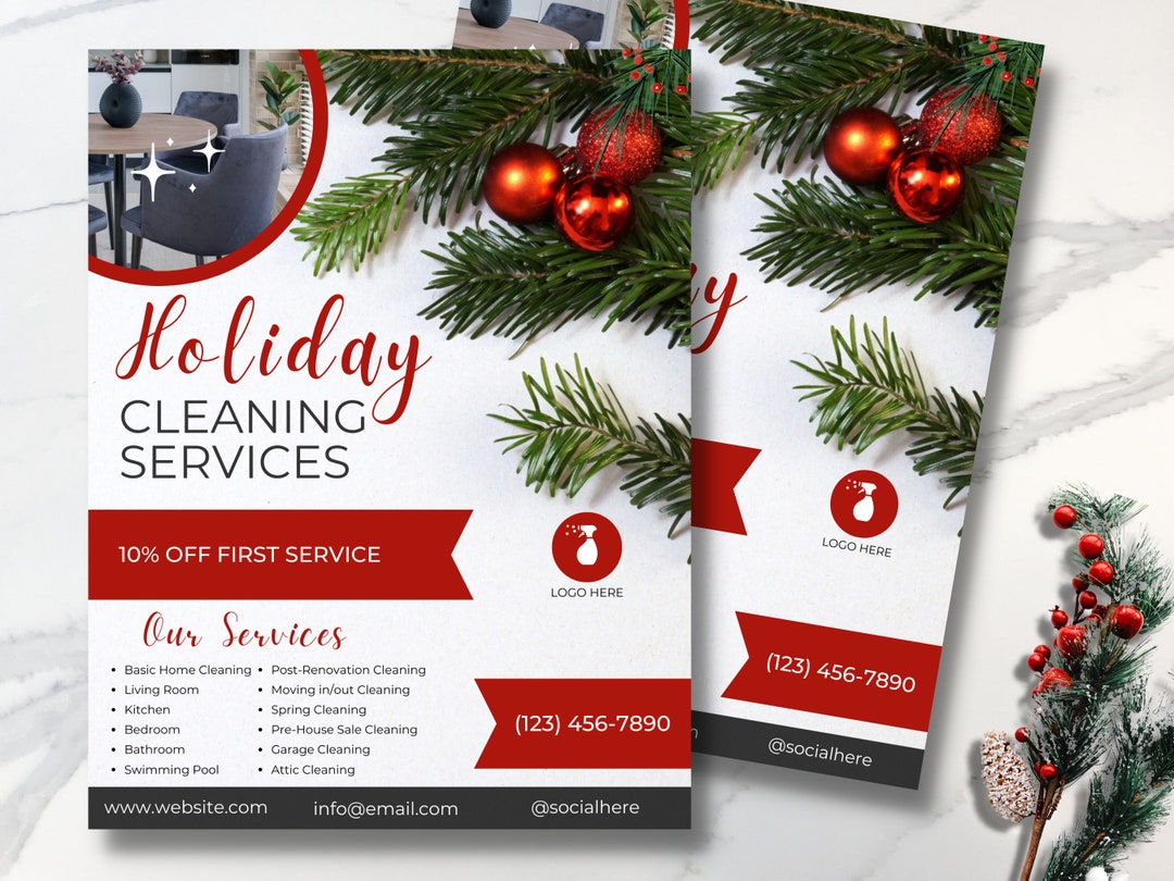 Holiday Cleaning Flyer, Cleaning Service Poster, Housekeeping Flyer ...