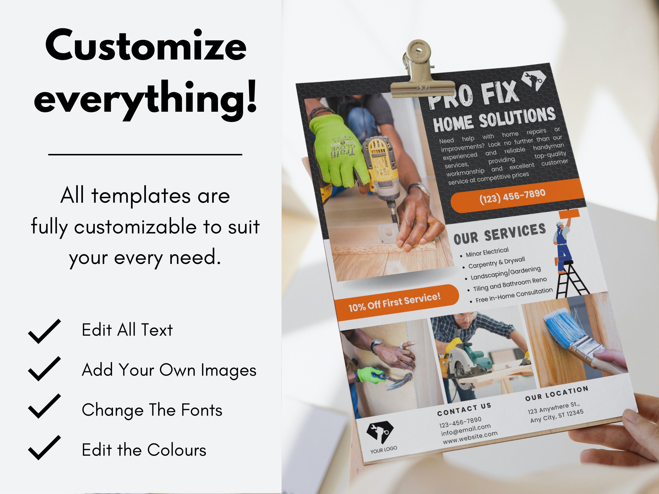 Handyman Flyer Template Printable Business Flyer Design - Etsy